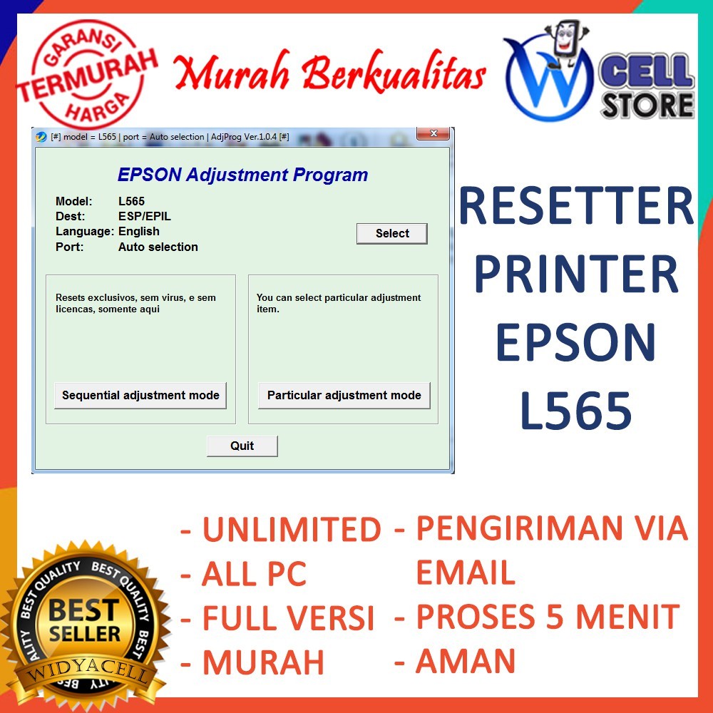 Jual SOFTWARE RESETTER / RESET / RESETER PRINTER EPSON L565 UNLIMITED AKTIVASI FULL VERSION ...