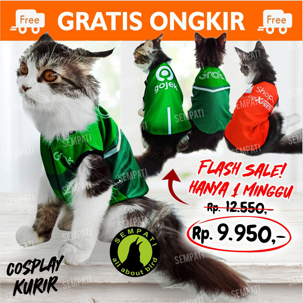 Jual SEMPATI Baju Kucing Model Ekspedisi Grab Baju Kostum Kucing Anjing ...