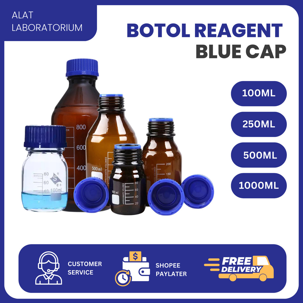 Jual Botol Reagent Tutup Biru / Glass Laboratory Blue Cap / Botol ...