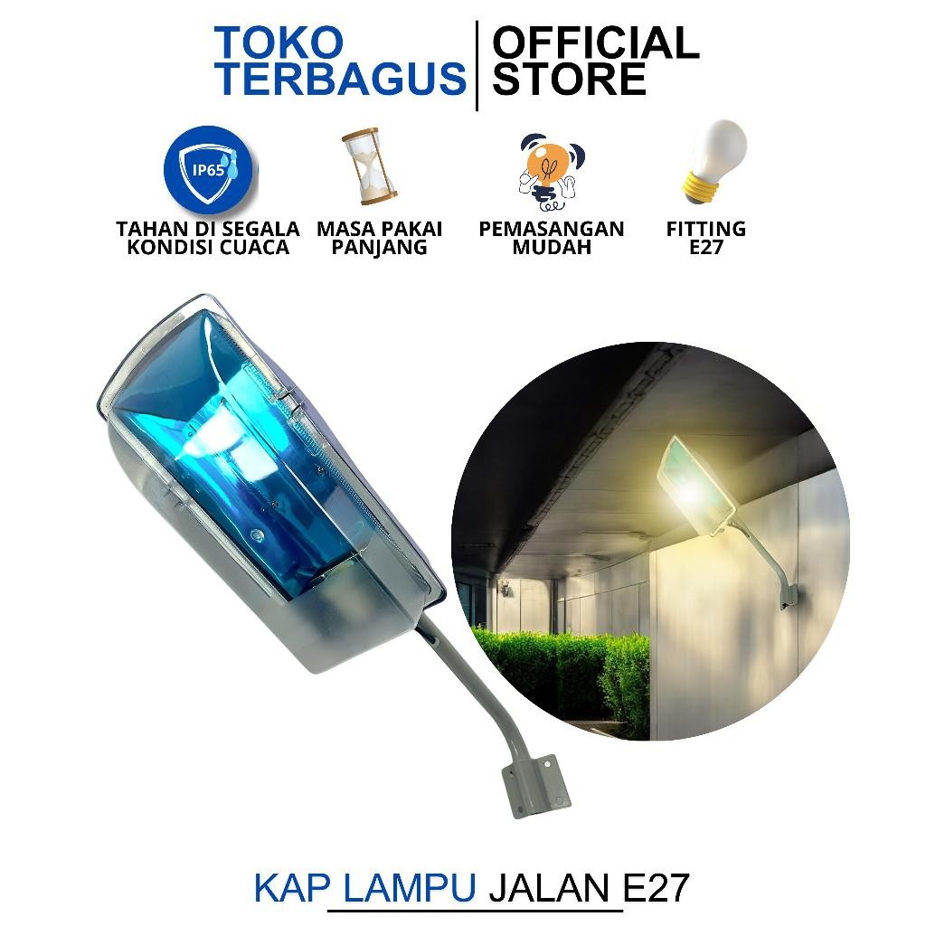 Jual kap lampu jalan pju waterproof led outdoor fiting E27 + TIANG KABEL | Shopee Indonesia
