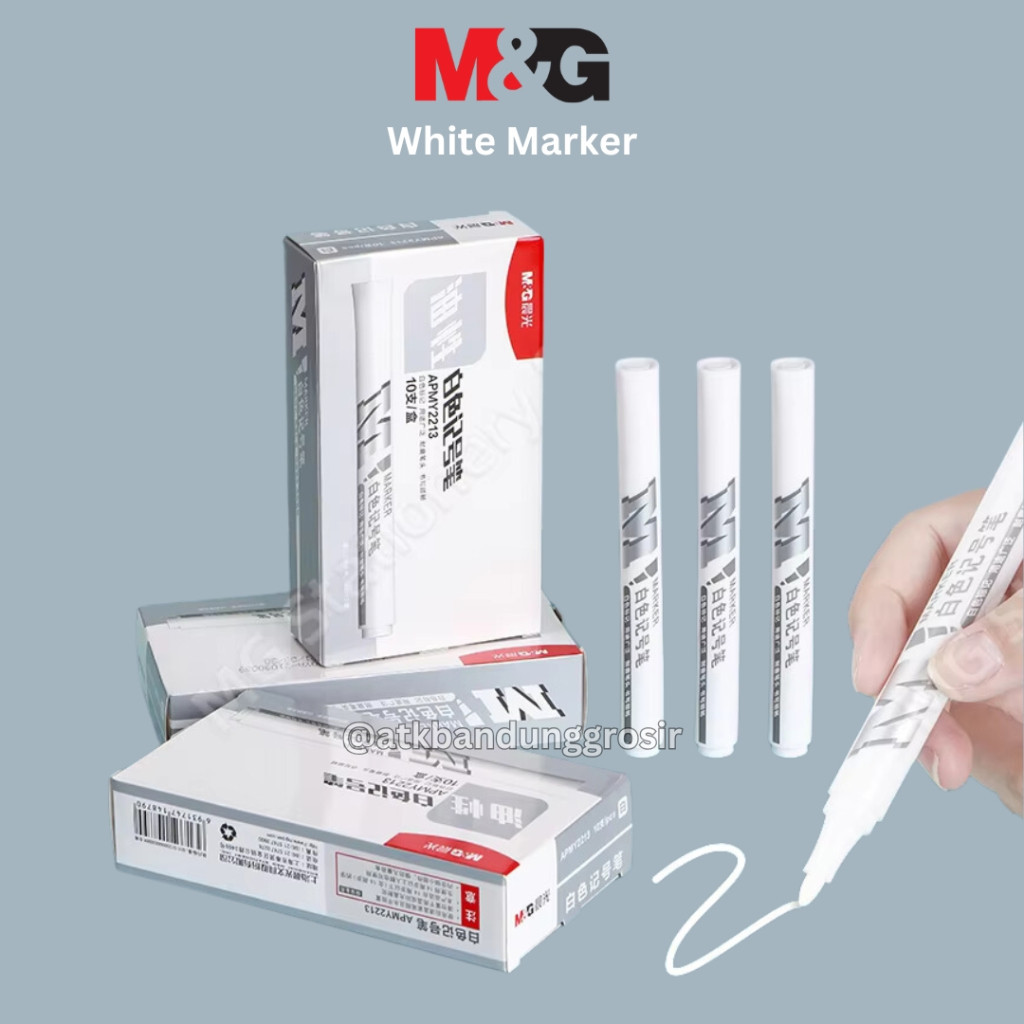 Jual Spidol Putih M&G #APMY2219 White Permanent Marker - SATUAN- SHAGB ...