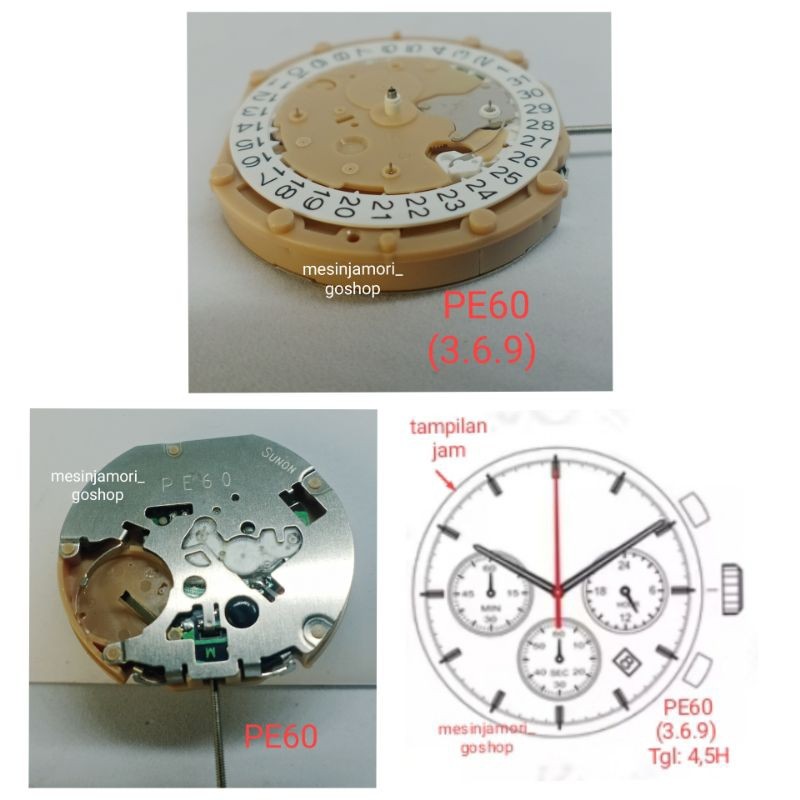 Jual mesin jam PE60 PE 60 chrono sweep merayap original | Shopee Indonesia