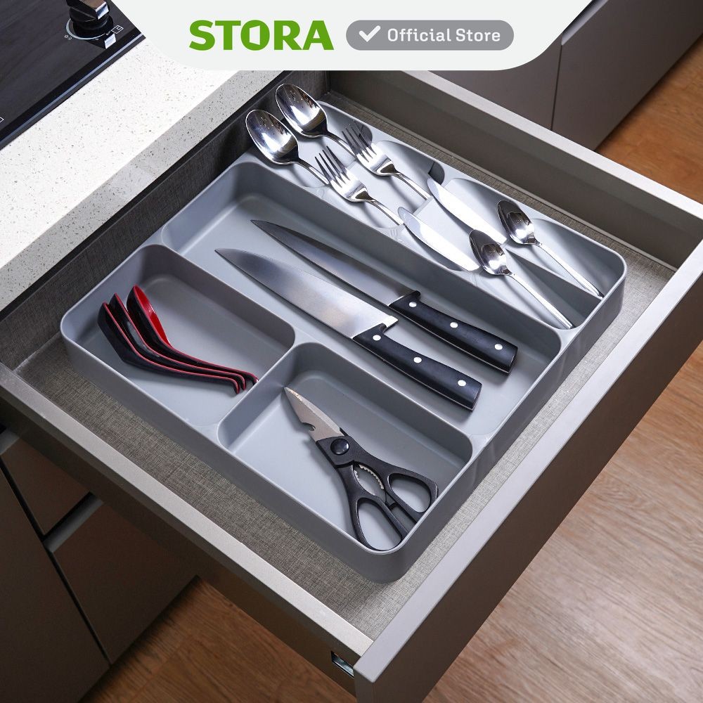 Jual Stora Tempat Alat Makan Laci - Abu-Abu Kitchen Organizer Cutlery ...