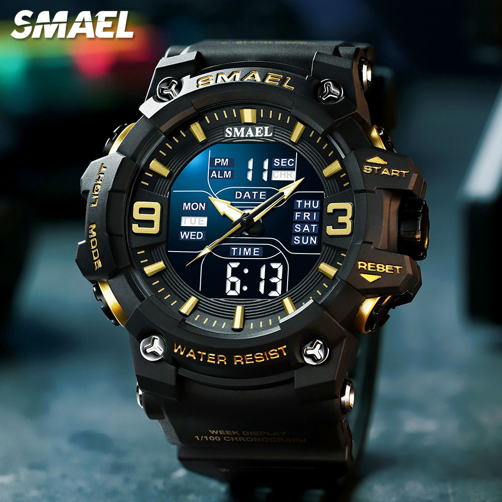Jual SMAEL Dual Time Digital Watch for Men Fashion Sport Watches ...