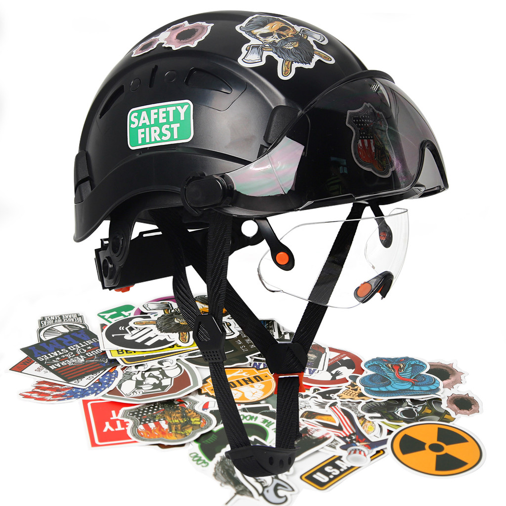 Jual Construction Safety Helmet w/ Visor Built In Goggle 50Pcs ...