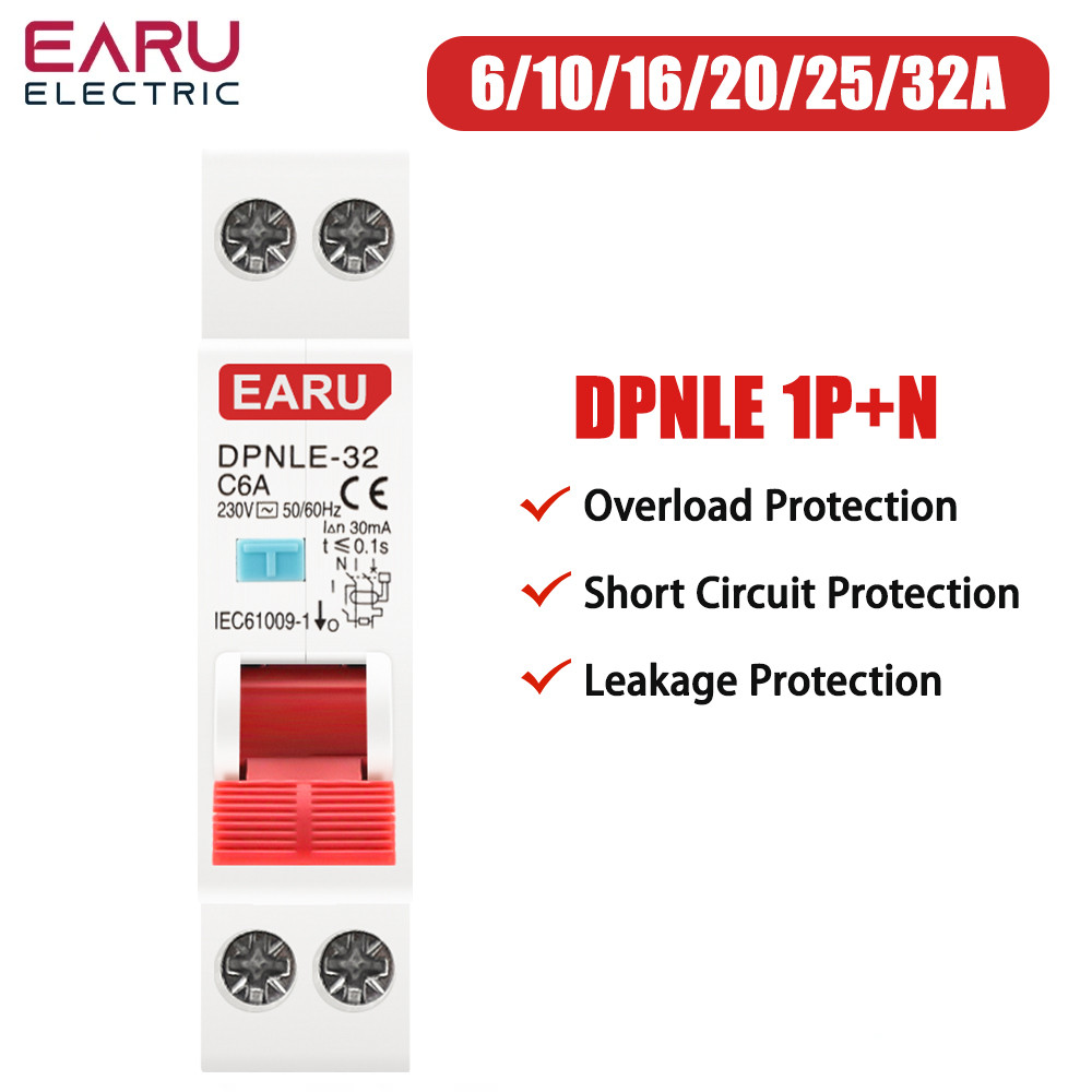 Jual 18MM Mini 230V 50/60Hz RCBO 1P+N 6KA Residual Current Differential Automatic Circuit ...