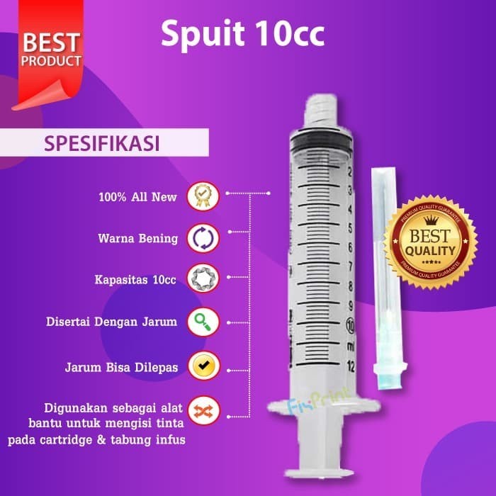 Jual FixPrint Spuit 10cc Syringe 10cc Suntikan Cairan Tinta Printer ...