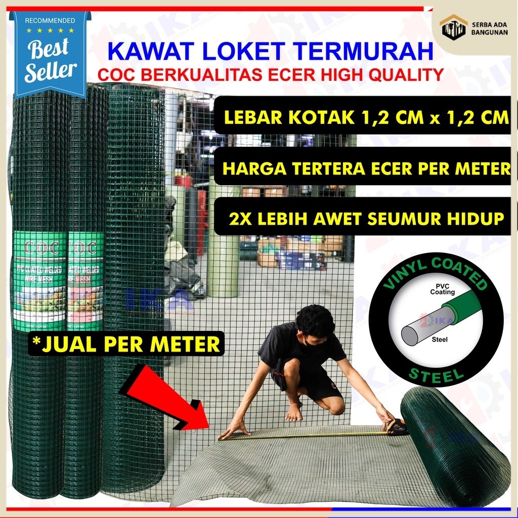 Jual Kawat Loket PVC Meteran Kualitas Tebal / Kawat Ayakan / Ram PVC ...