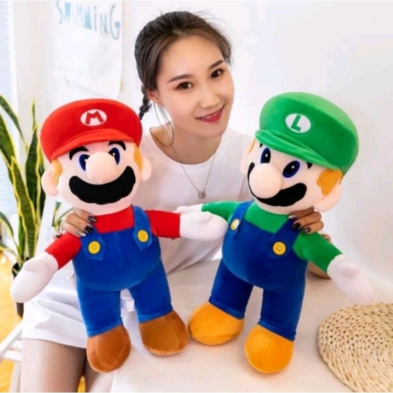 Jual Mainan Boneka Stuffed Plush Anime Super Mario Bros Luigi Ukuran ...