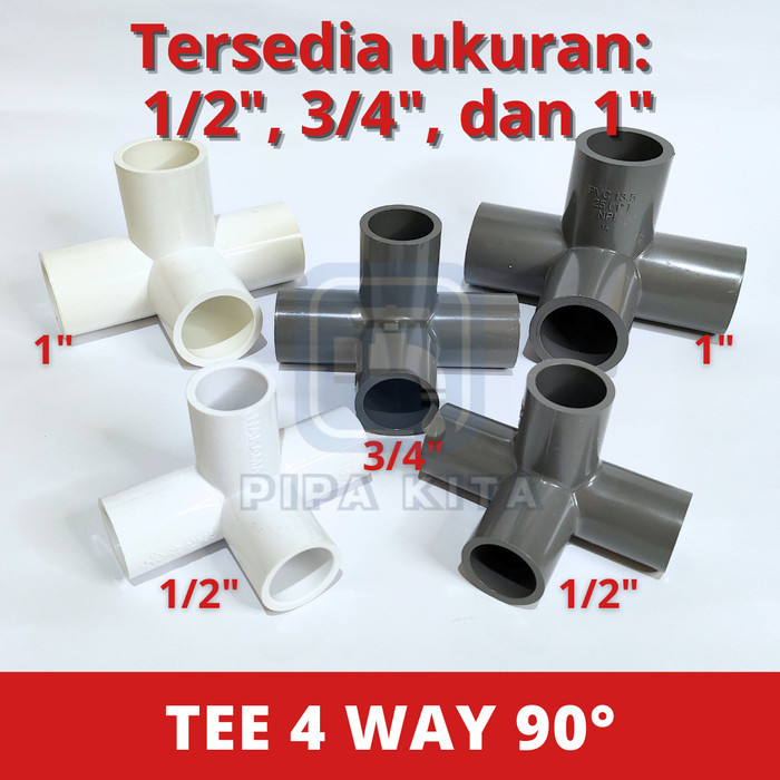 Jual Tee 4 Way 90° / Tee Cabang 4 AW SCG NAKAMA AQUALON 1/2 3/4 1 inch Sambungan Fitting Pipa ...