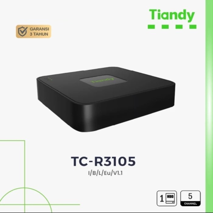 Jual NVR Tiandy TC-R3105 5CH Onvif Non POE Support up to 6MP (IP Kamera ...