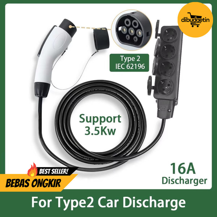 Jual Adaptor V2L Mobil Listrik Type 2 to EU Socket 3.5kW 16A 220V - EVOLADO EDC07 | Shopee Indonesia