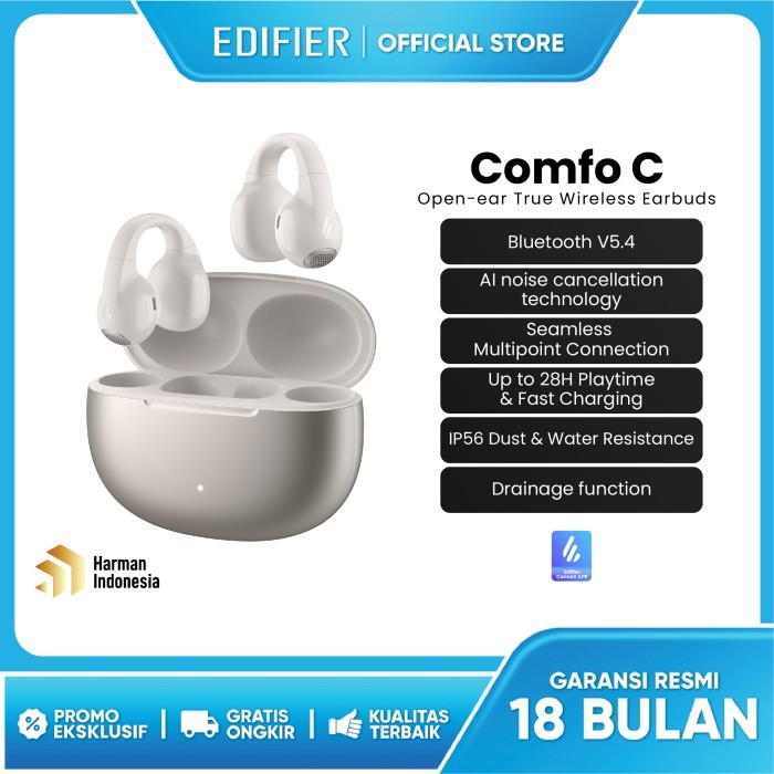 Jual EDIFIER TWS COMFO C Open-ear True Wireless Earbuds - Putih | Shopee Indonesia