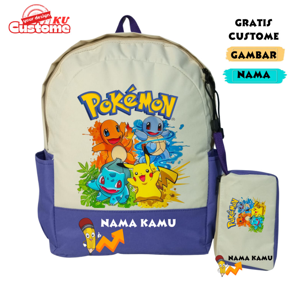 Jual TAS RANSEL SEKOLAH ANAK TK SD POKEMON / TAS BACKPACK SEKOLAH ANAK ...