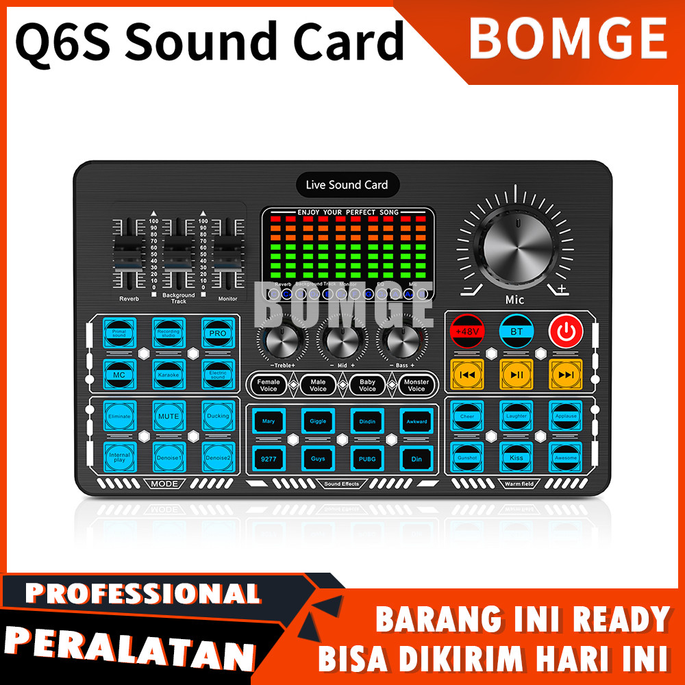 Jual BOMGE Q6S Live Sound Card Audio Mixer, Antarmuka Audio Podcast ...