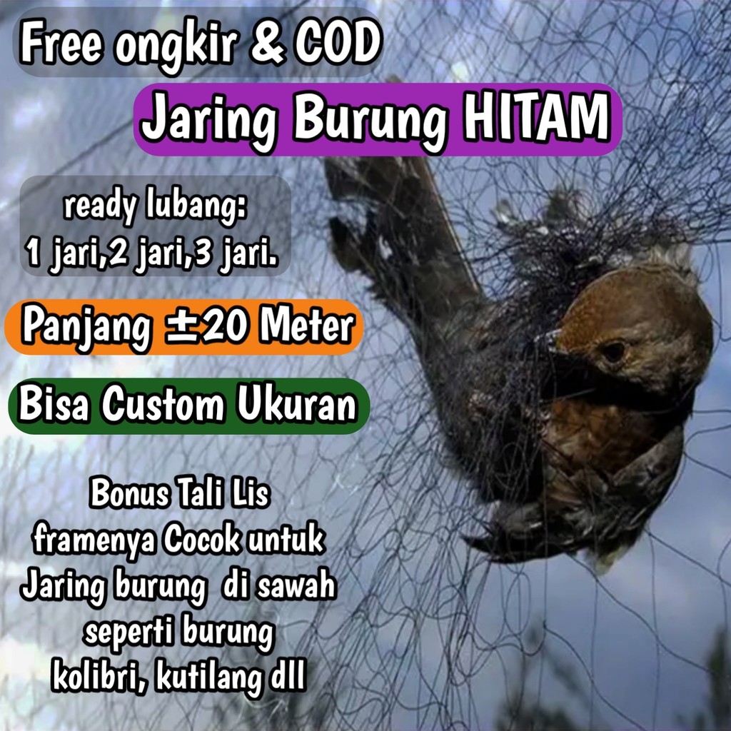 Jual Jaring burung hitam untuk burung kecil seperti emprit, pipit, dll ...