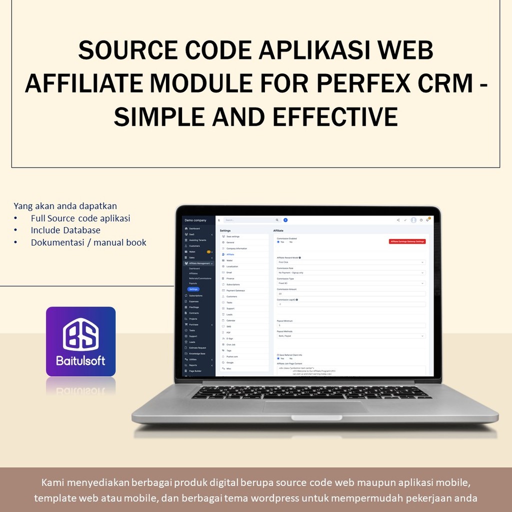 Jual ADDON PLUGIN WEB AFFILIATE MODULE FOR PERFEX CRM - SIMPLE AND ...