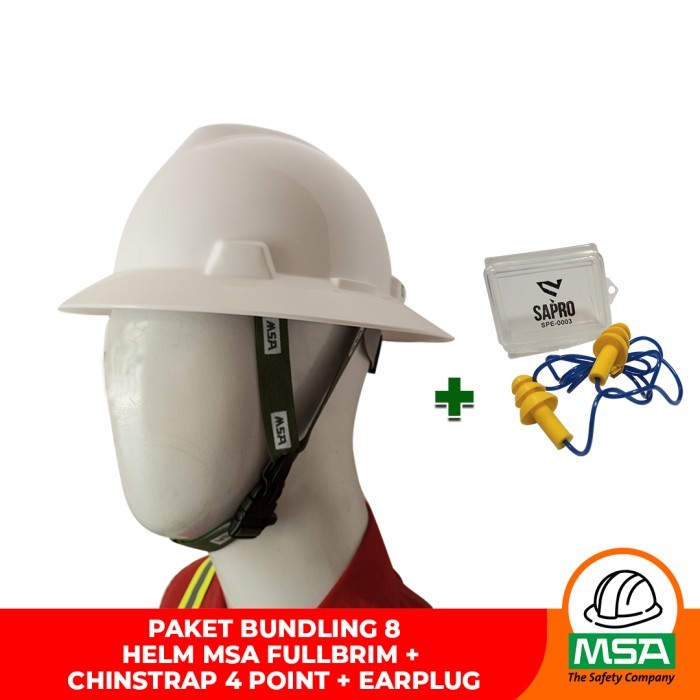 Jual Helm MSA V Gard Fullbrim + Chinstrap 4 Point + Earplug Paket ...