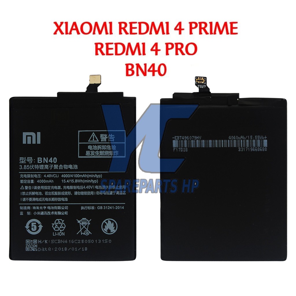 Jual Baterai Xiaomi Redmi 4 Prime 4 Pro BN40 Produk Baru | Shopee Indonesia