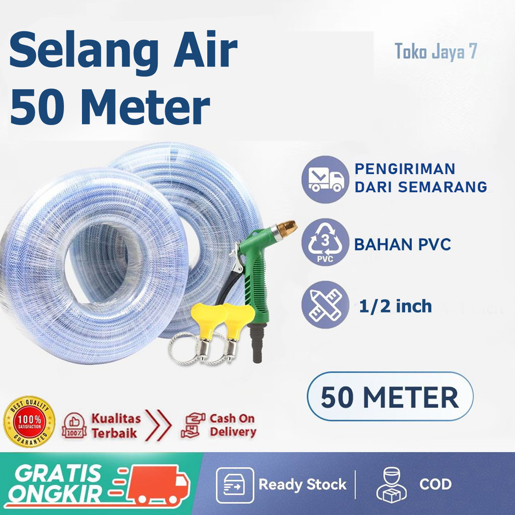 Jual SELANG AIR 50 METER 1 ROL / SELANG AIR 1/2 INCH / SELANG AIR SERAT BENANG TRANSPARAN TEBAL ...
