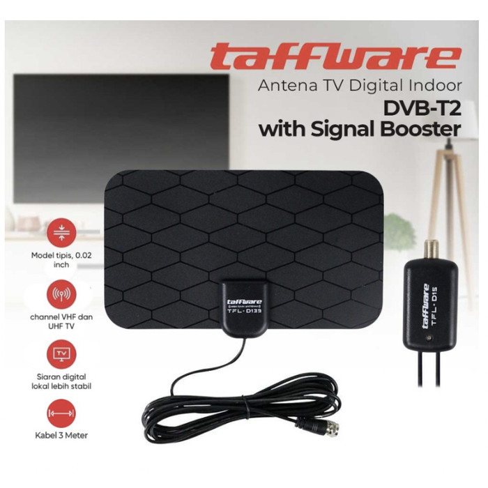 Jual Antena TV Digital Taffware Set Top Box DVB-T2 High Gain 25dB with ...