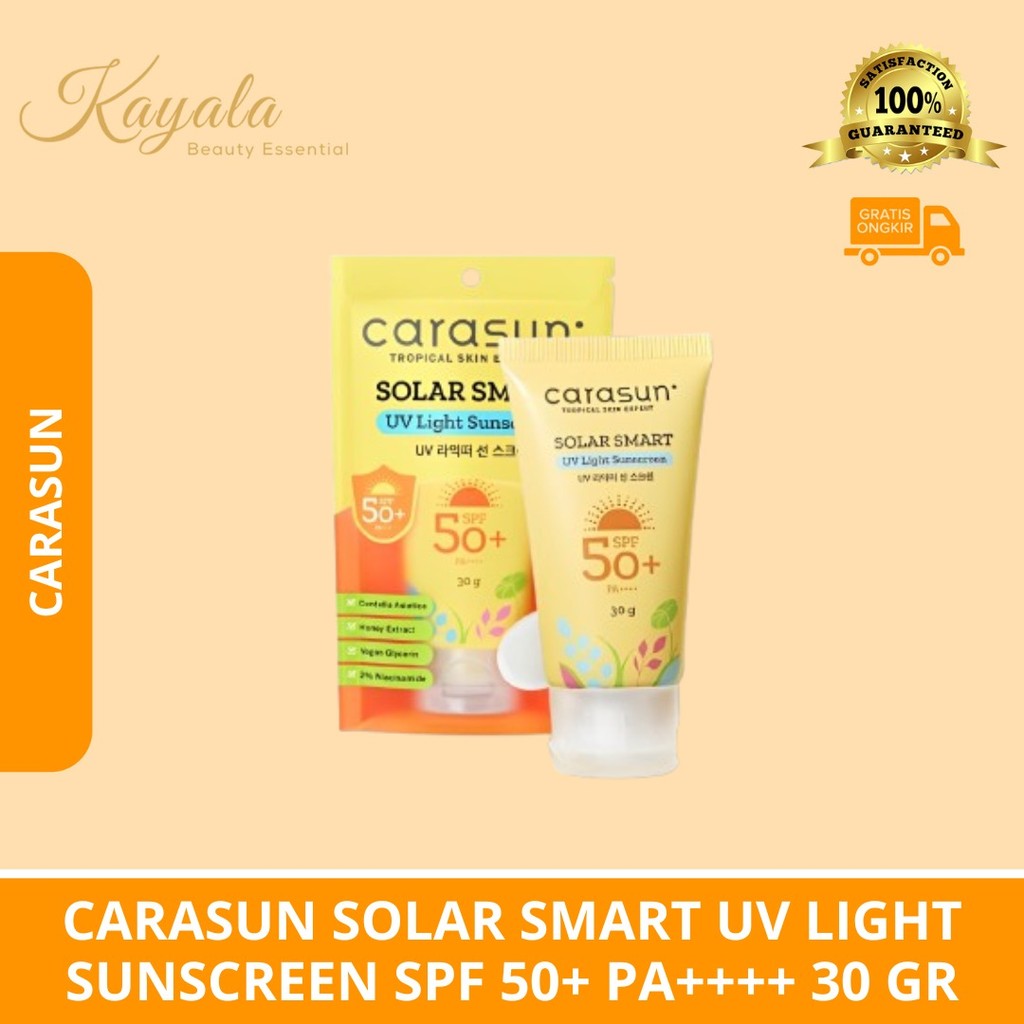 Jual CARASUN SOLAR SMART UV LIGHT SUNSCREEN SPF 50+ PA++++ 30GR | Shopee Indonesia