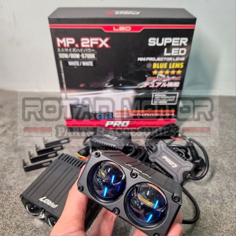 Jual DOUBLE MINI Projie Pro7 MP.2FX Super LED Blue Lens 2x 50W-80W ...