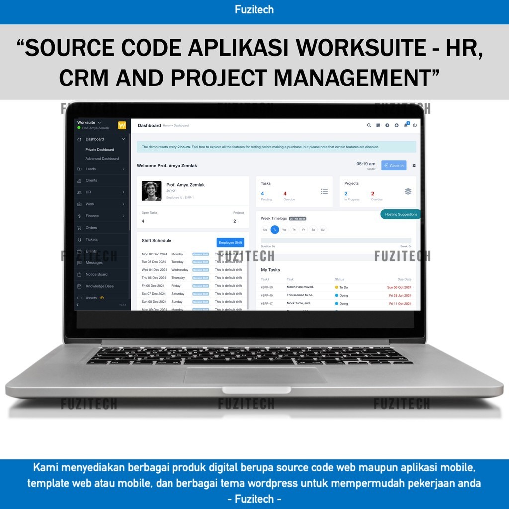 Jual SOURCE CODE APLIKASI WEB WORKSUITE - HR, CRM AND PROJECT MANAGEMENT D8 FUZITECH | Shopee ...