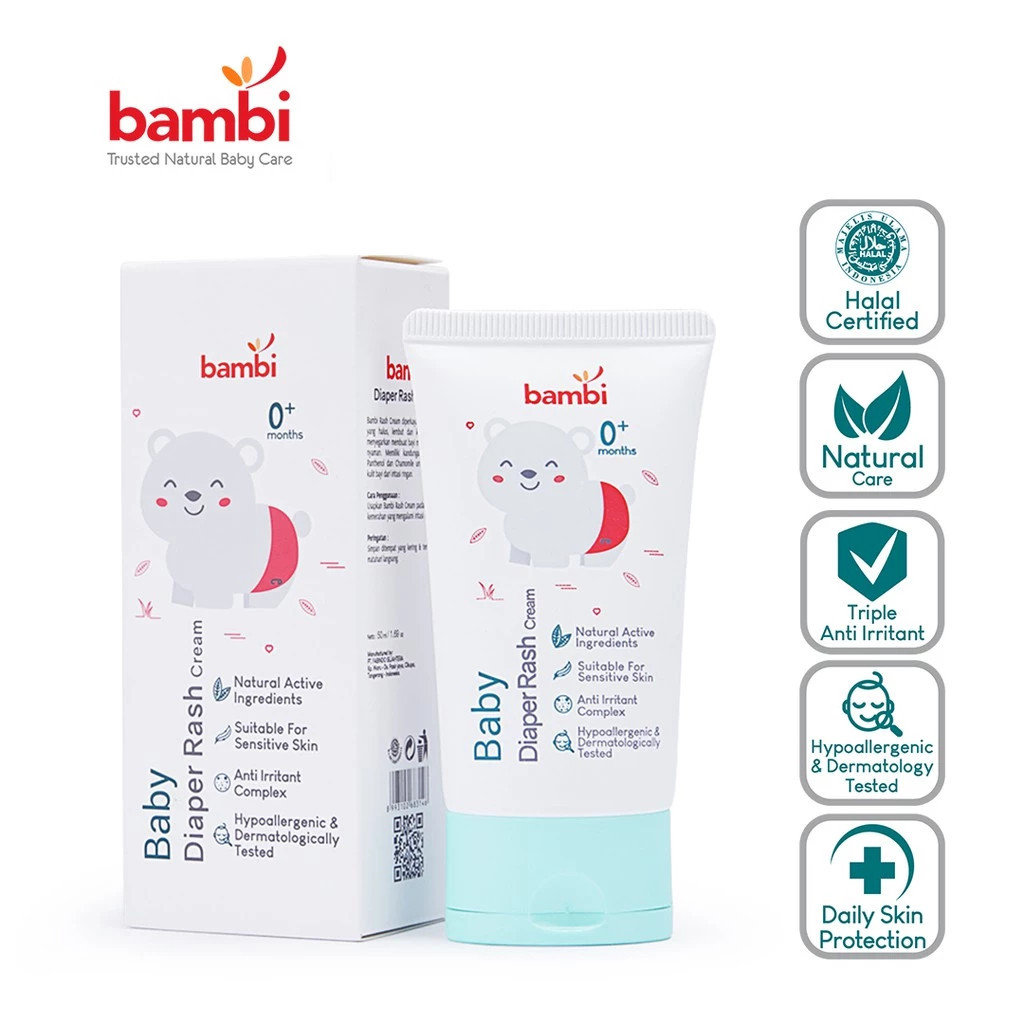 Jual Bambi Baby Diaper Rash Cream 50ml | Krim Ruam Popok / Area Lipatan Pada Bayi Kulit Normal ...