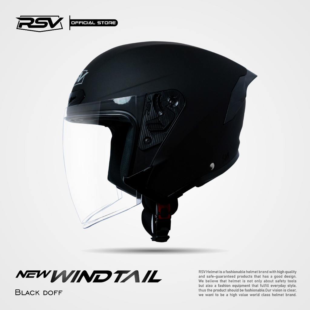 Jual Helm Motor Half Face RSV Original RSV NEW WINDTAIL BLACK DOFF ...