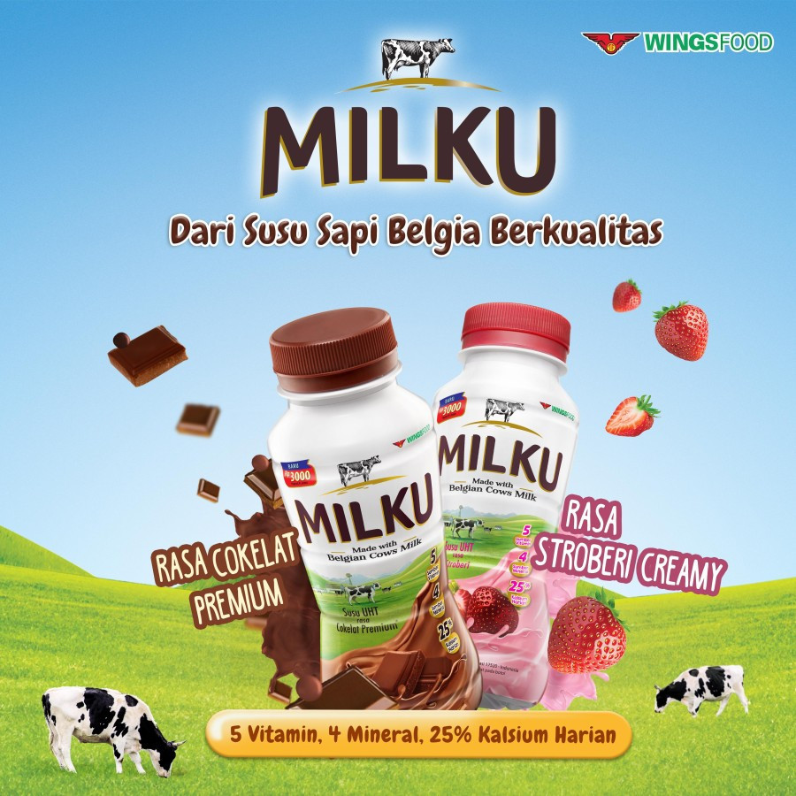 Jual Susu Milku UHT all variant Isi 12 Botol Rasa Coklat/Strawberry ...