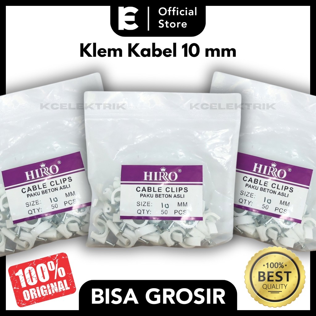 Jual Klem Kabel 10mm Paku Beton HIRO Isi 50pcs Paku Kabel Jepit Kabel untuk Manajemen Kabel yang ...