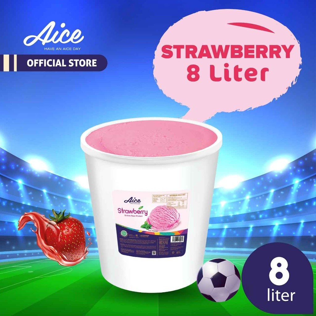 Jual AICE STRAWBERRY BUCKET 8 L - ES KRIM RASA VANILLA | Shopee Indonesia