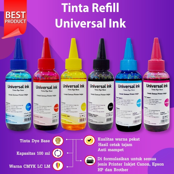 Jual FixPrint Tinta Printer Ink Ink Cyan Magenta Yellow Black 100ml ...