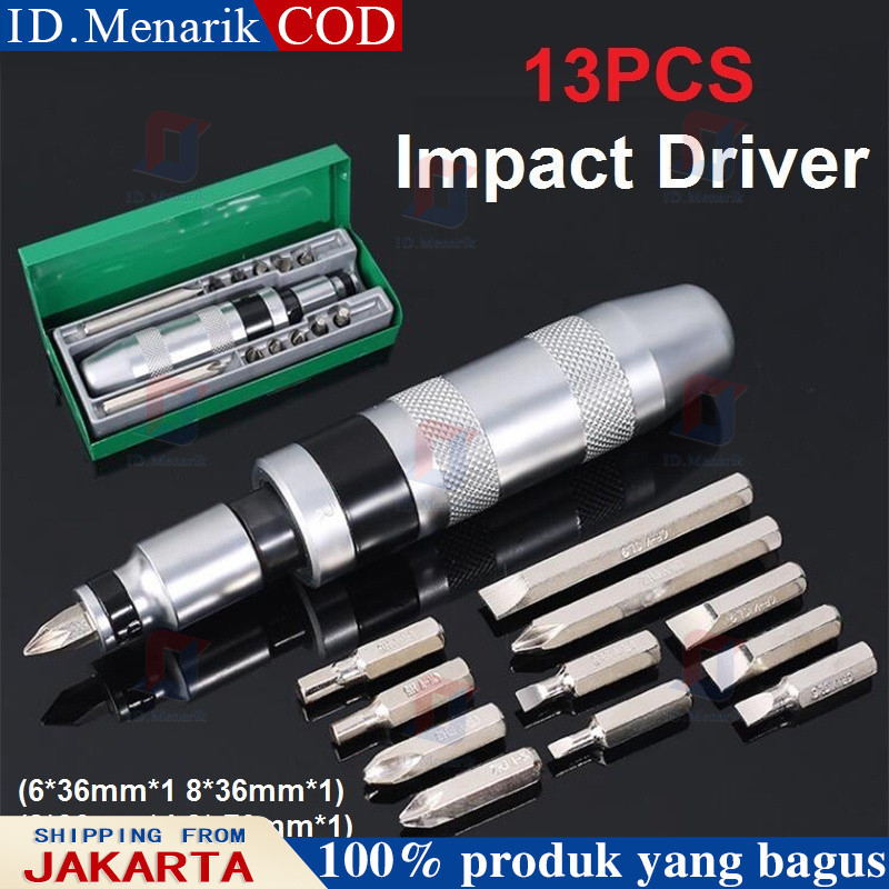Jual Obeng ketok set 13pcs Obeng Set Putar set S2 Drill bit bahan non ...