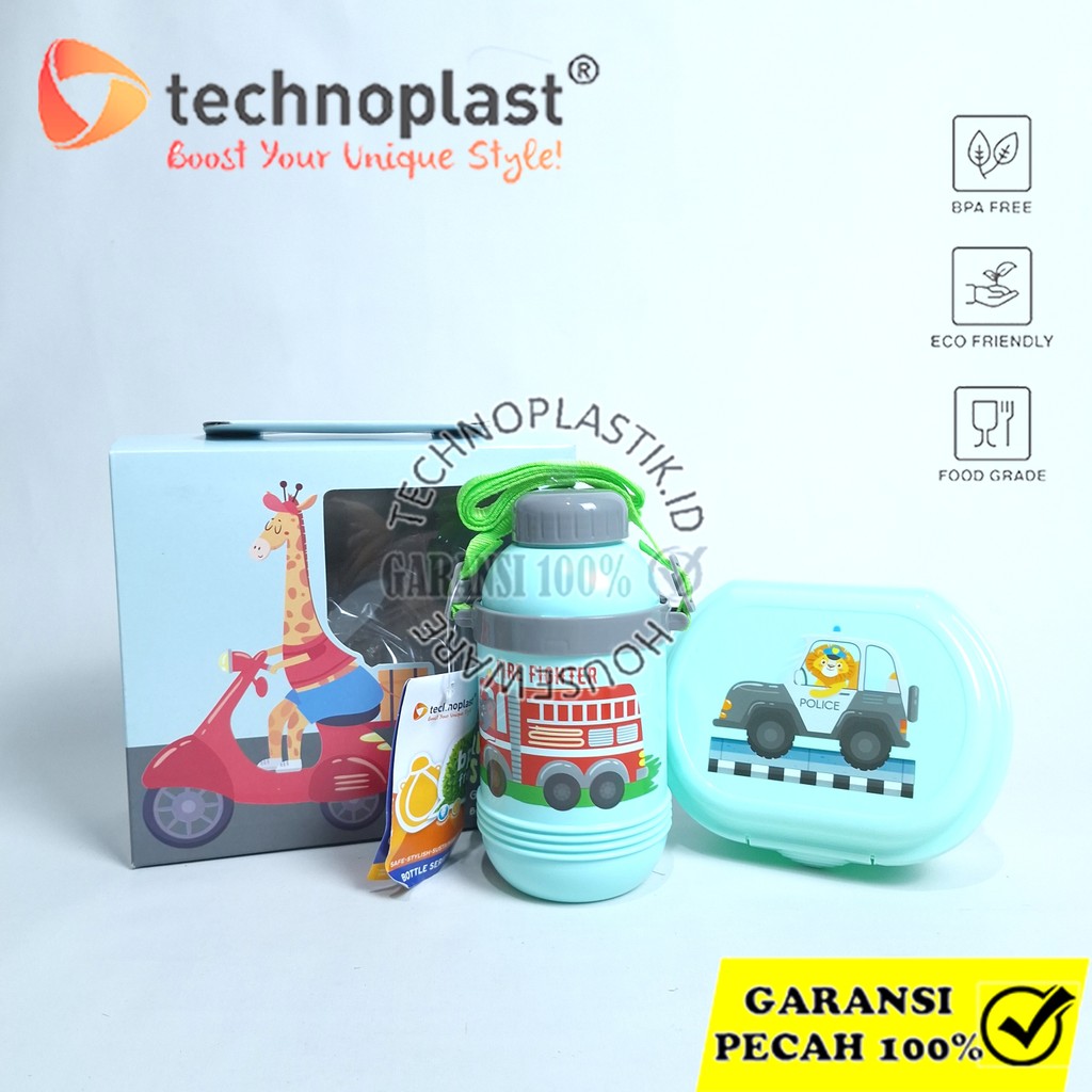 Jual TECHNOPLAST Paket Gift Set School Prof Girra Lunch Box & Botol Air ...