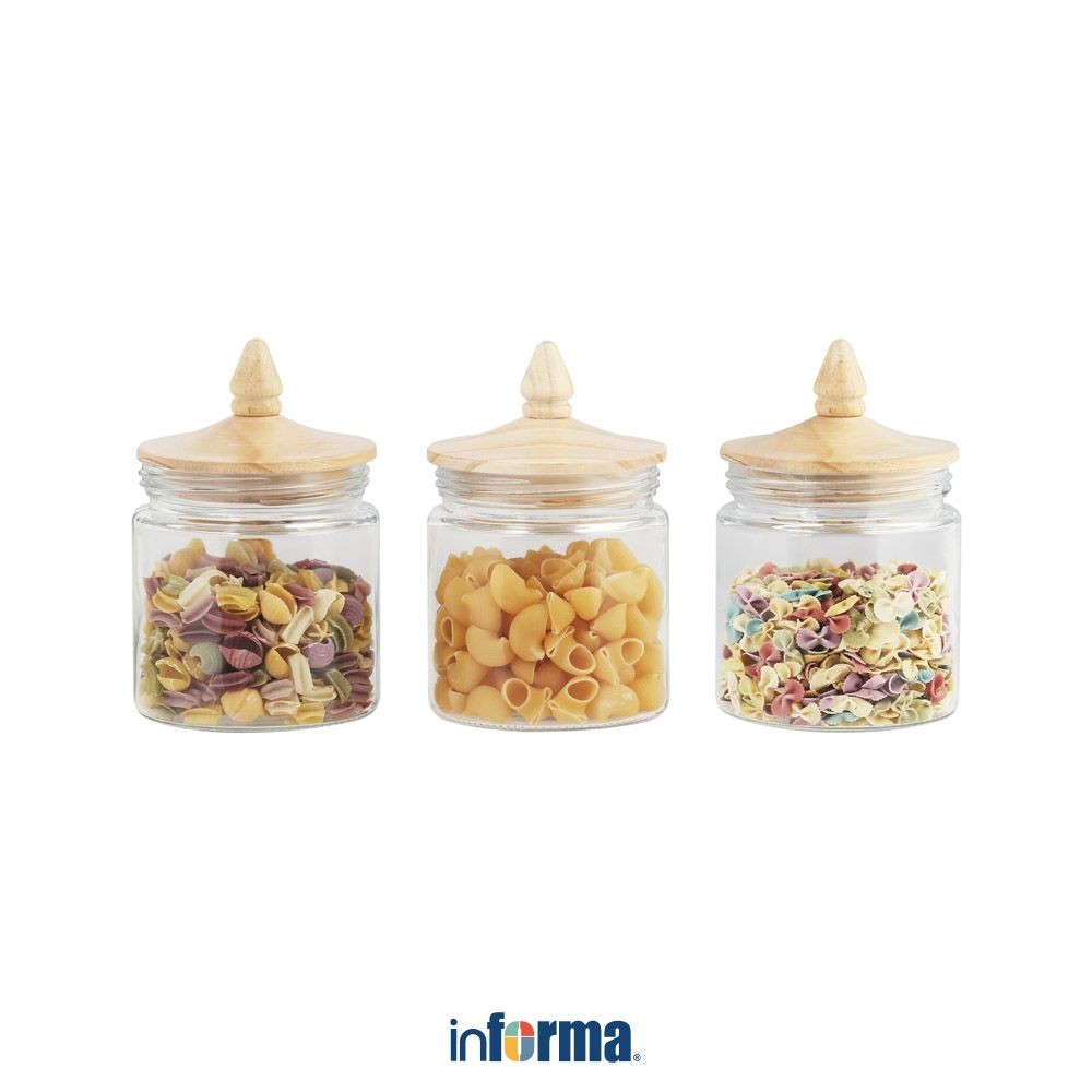 Jual Informa Set 3 Pcs Clay Stoples Kaca Jar Tempat Simpan Snack Dan ...