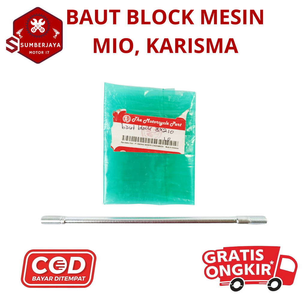 Jual Baut As Blok Mesin 8x8x210 Mio Karisma / Baut AS Cylinder Block ...