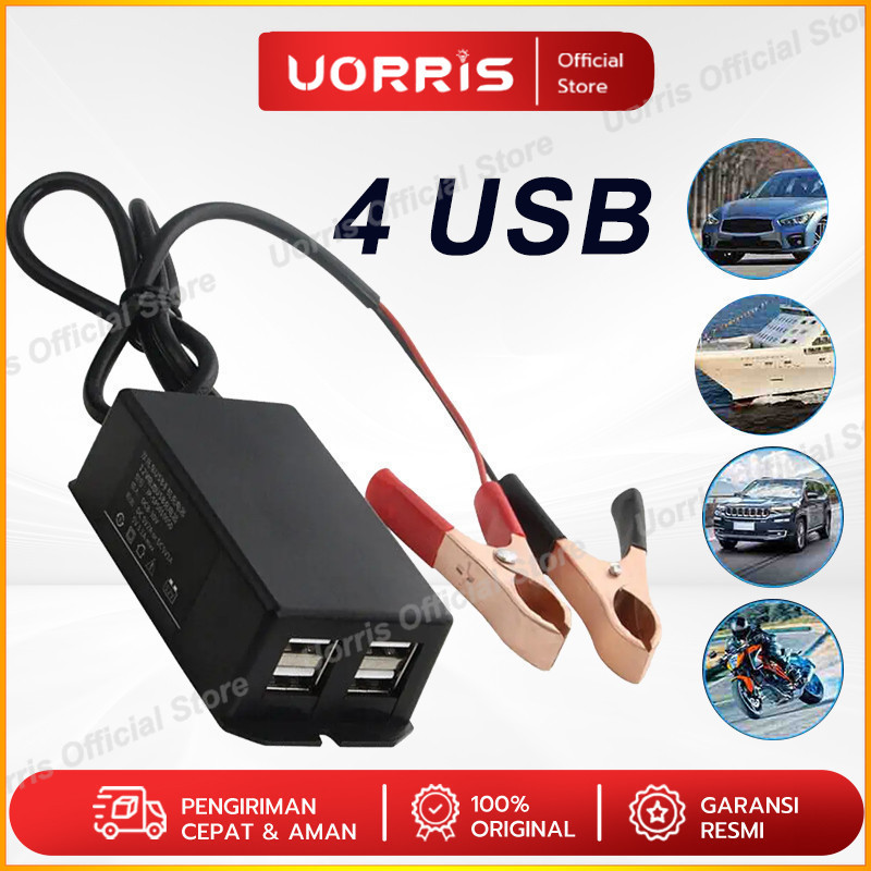 Jual 4 USB Charger Aki di Motor - Sambungan Charger HP ke Aki Motor ...