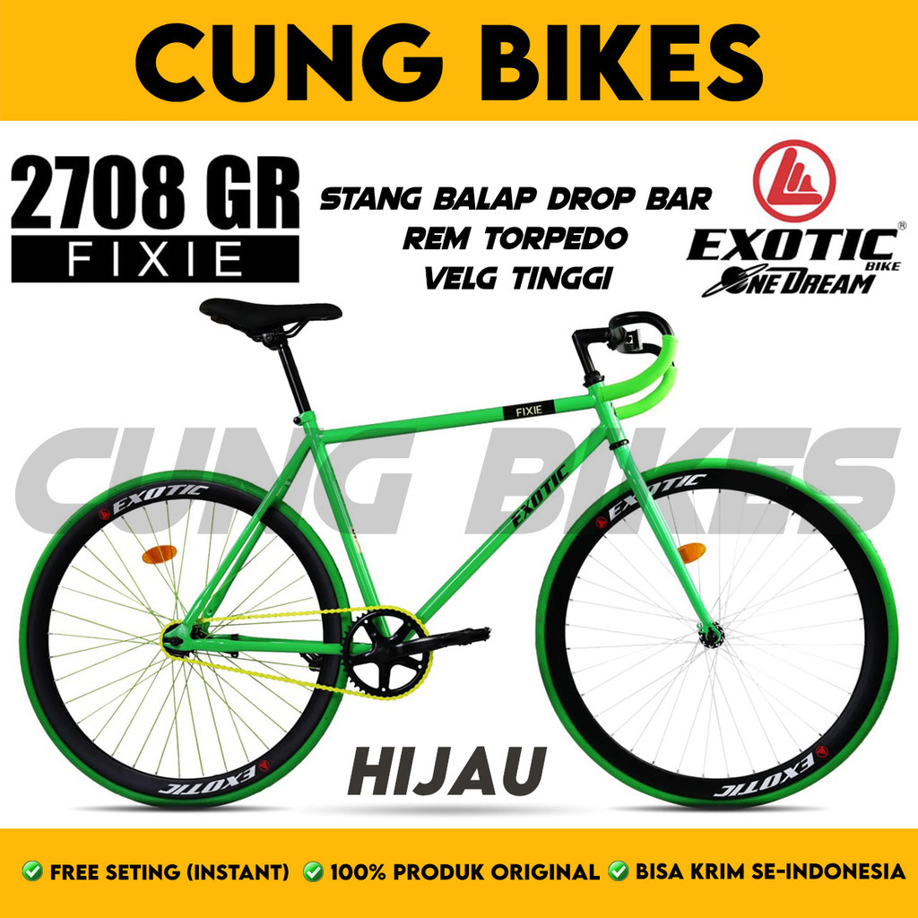 Jual Sepeda Balap Sepeda Fixie EXOTIC 2708 GR 700C Rem Torpedo velg ...