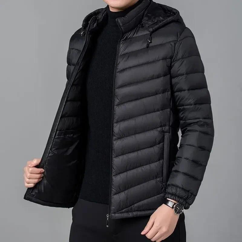 Jual Men's Down Jacket Lightweight Puffer Zipper Hooded Male Padded ...