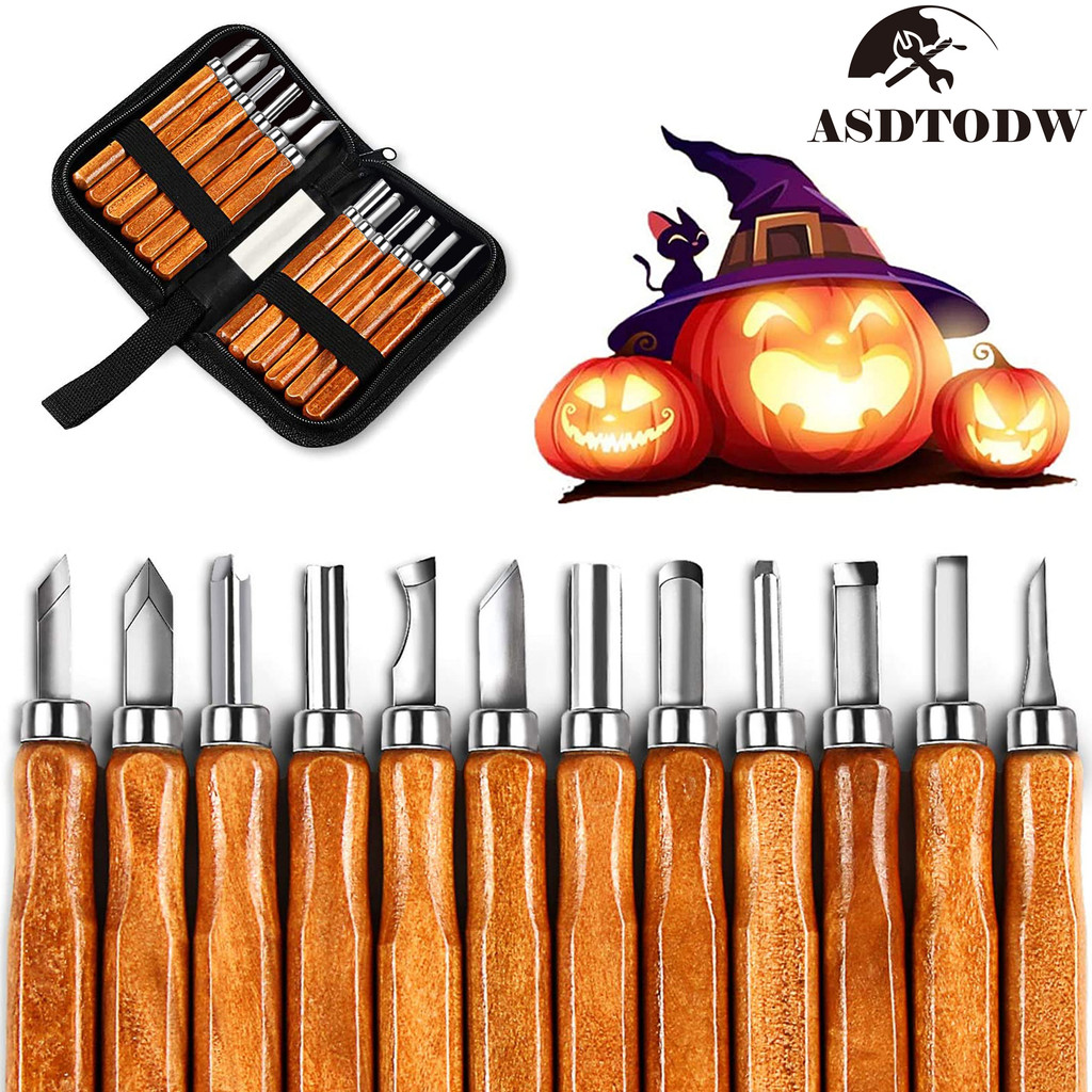 Jual 12pcs/set Wood Handle Wood Carving Chisel Scalpel Tools Set Cutter ...