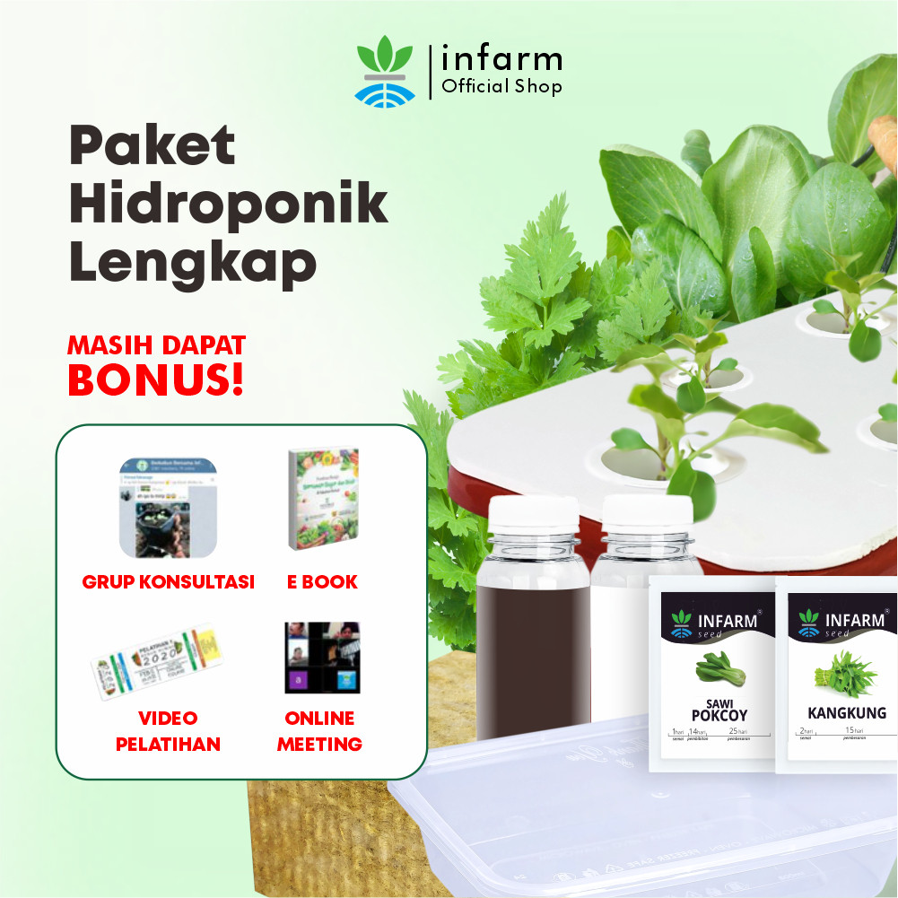 Jual INFARM - Paket Hidroponik Set Lengkap Starter Kit Benih Rockwool ABMIX Netpot Peralatan ...