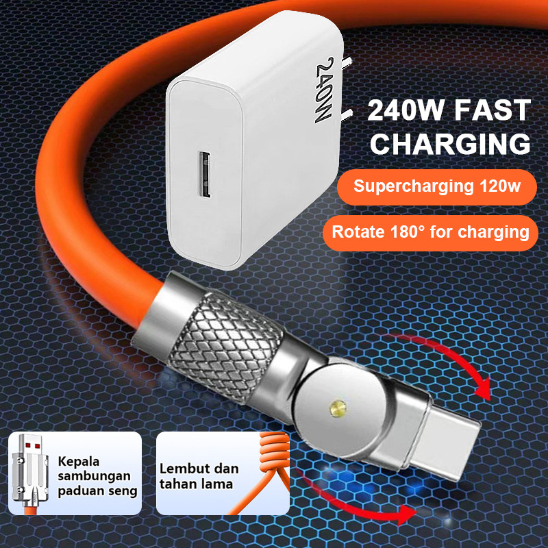 Jual Suitable for Type C/Micro USB iOS Lightning/Android rotatable fast ...