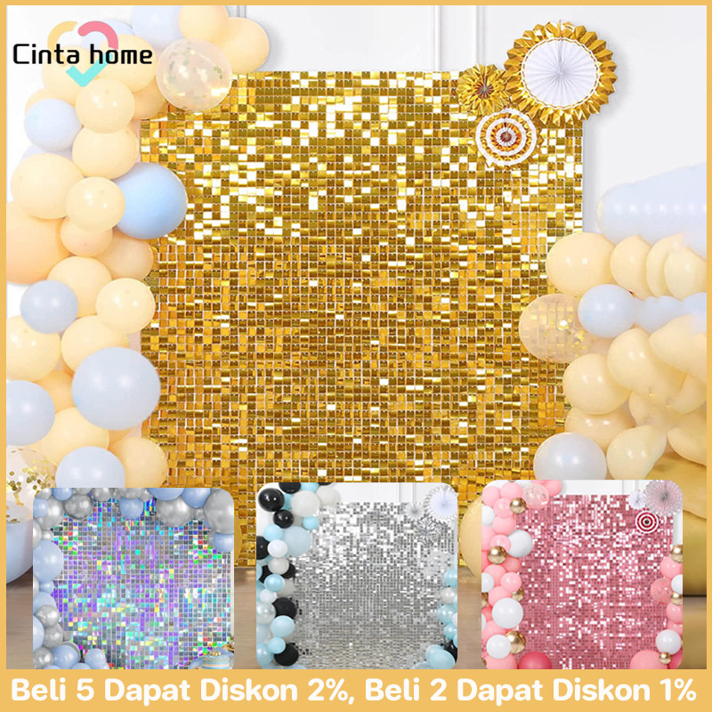 Jual 30x30CM Sequin Panel Backdrop Dinding Pesta Tahun Lamaran Wedding ...