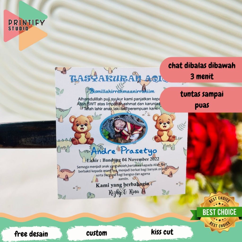 Jual Printify 5-8 Sticker Sykuran Tasyakuran Aqiqah Bayi Stiker Acara ...