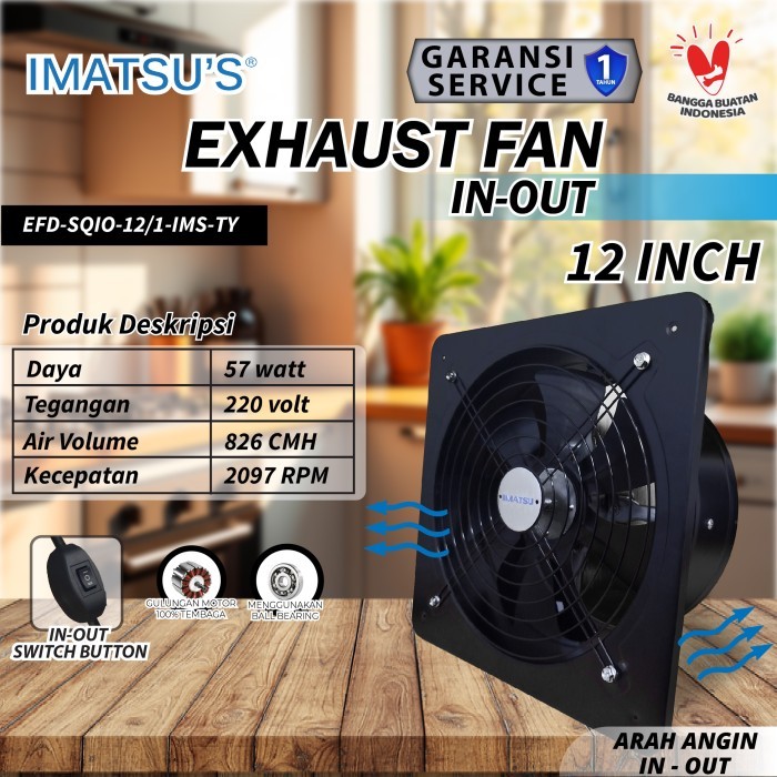 Jual Exhaust Fan Besi In Out 12 Inch Wall Air Duct Booster Fan 12 ...