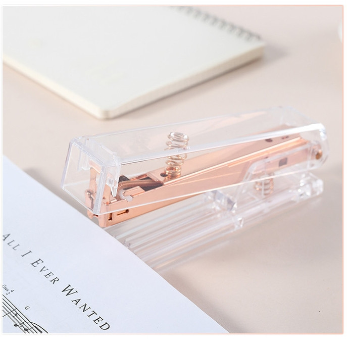 Jual Stapler Transparan Rosegold Rose Gold Estetik Staples Jepretan ...
