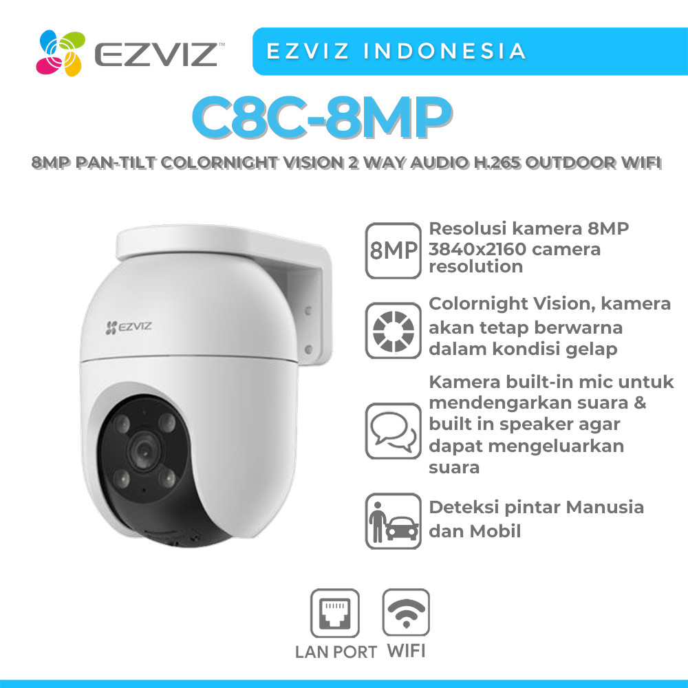 Jual EZVIZ C8C-8MP 8MP PAN-TILT COLORNIGHT VISION 2 WAY AUDIO H.265 ...