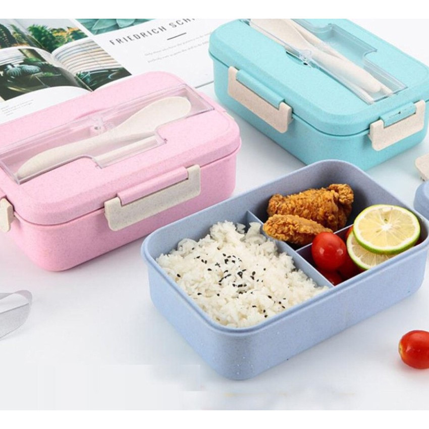 Jual Lunch Box Set / Kotak Bekal Makan Jerami Gandum / Kotak Makan | Shopee Indonesia